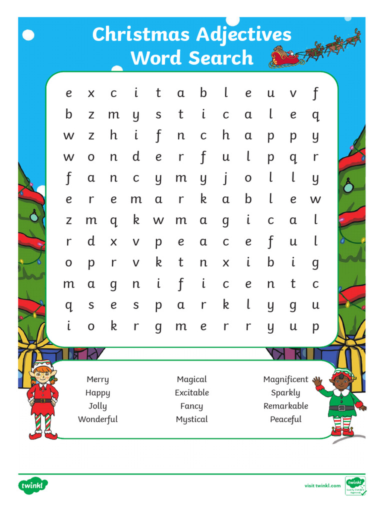 Christmas Adjectives Word Search - Ver - 2 | PDF