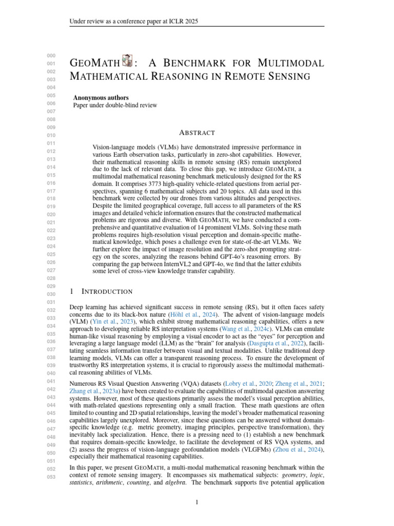 Geomath A Benchmark For Multimodal Mathematical Reasoning in Remote Sensing | PDF | Reason ...