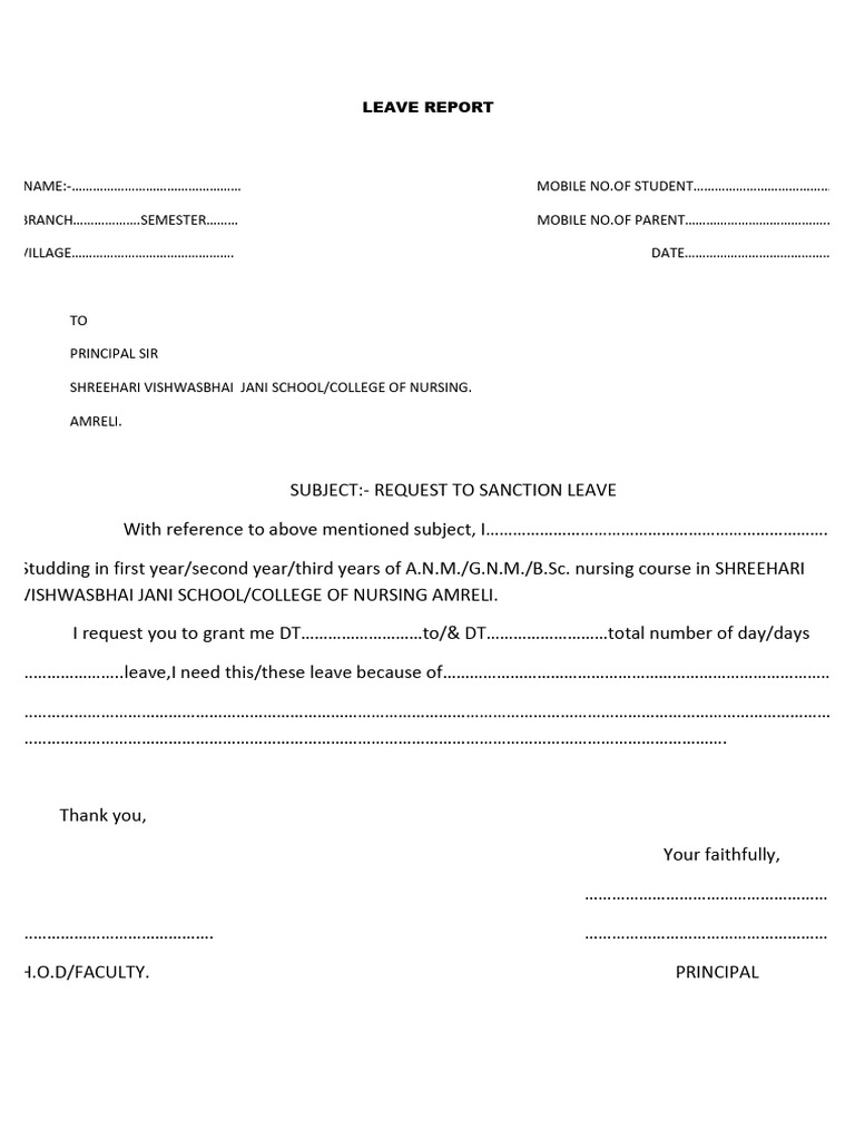 Microsoft Word - Leave Report Sv 1 | PDF