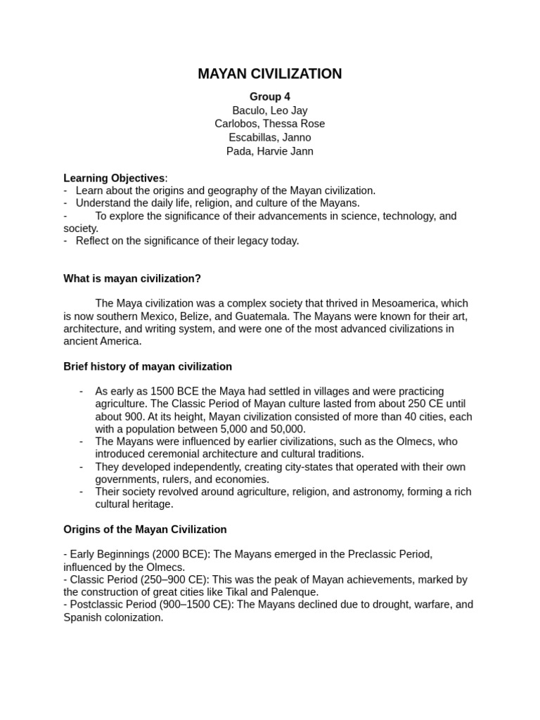 Mayan Civilization Hard | PDF | Maya Civilization | Mesoamerica