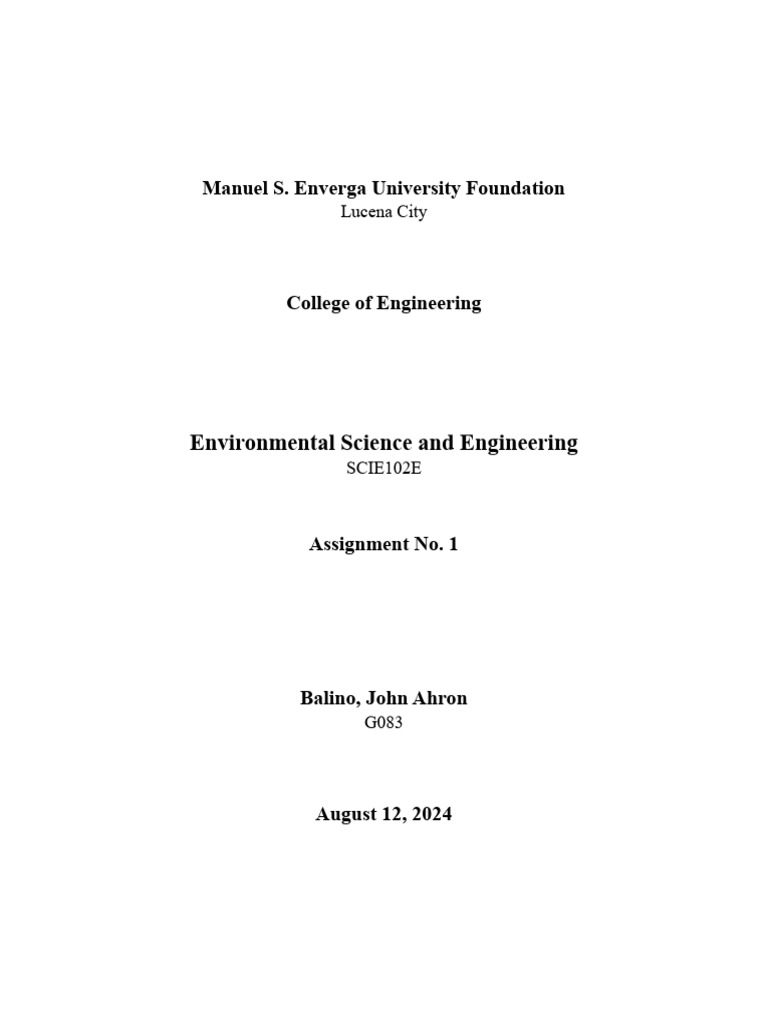 Assignment No. 1 SCIE1O2E | PDF | Waste | Recycling Assignment No. 1 SCIE1O2E | PDF | Waste | Recycling