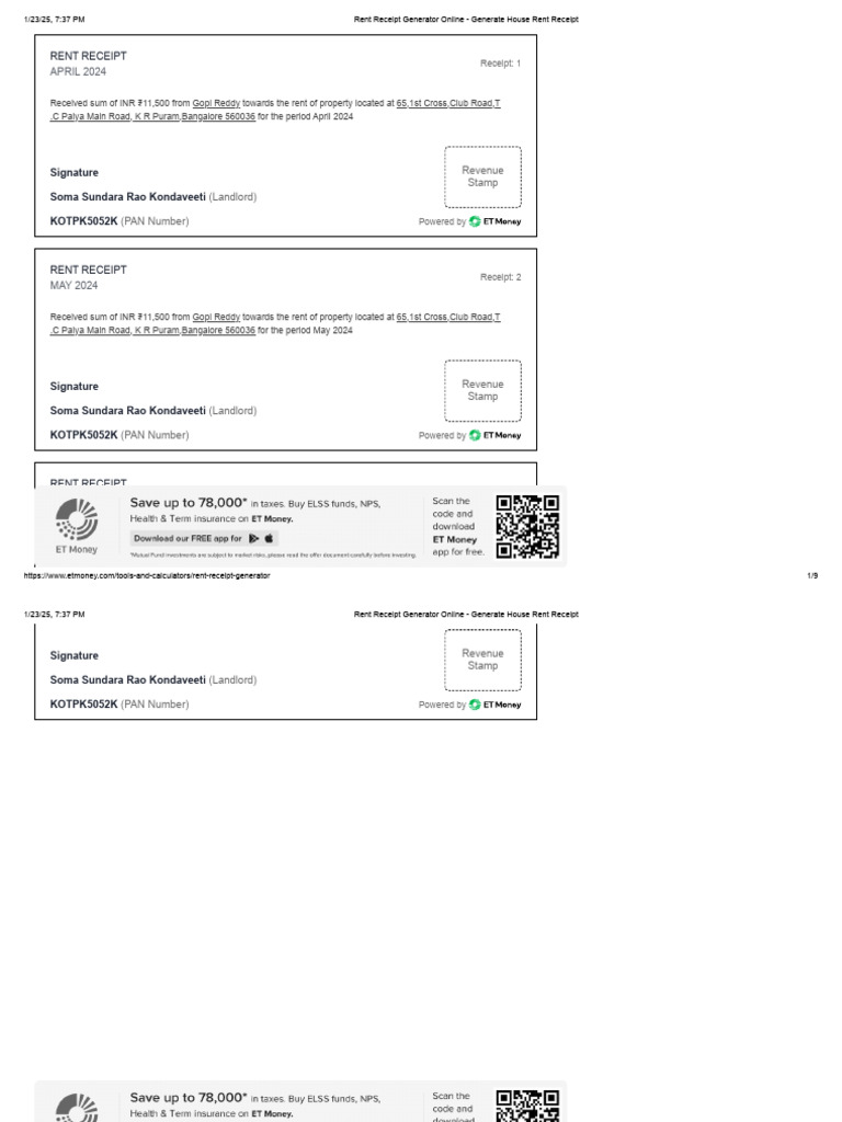 Rent Receipt Generator Online - Generate House Rent Receipt | PDF