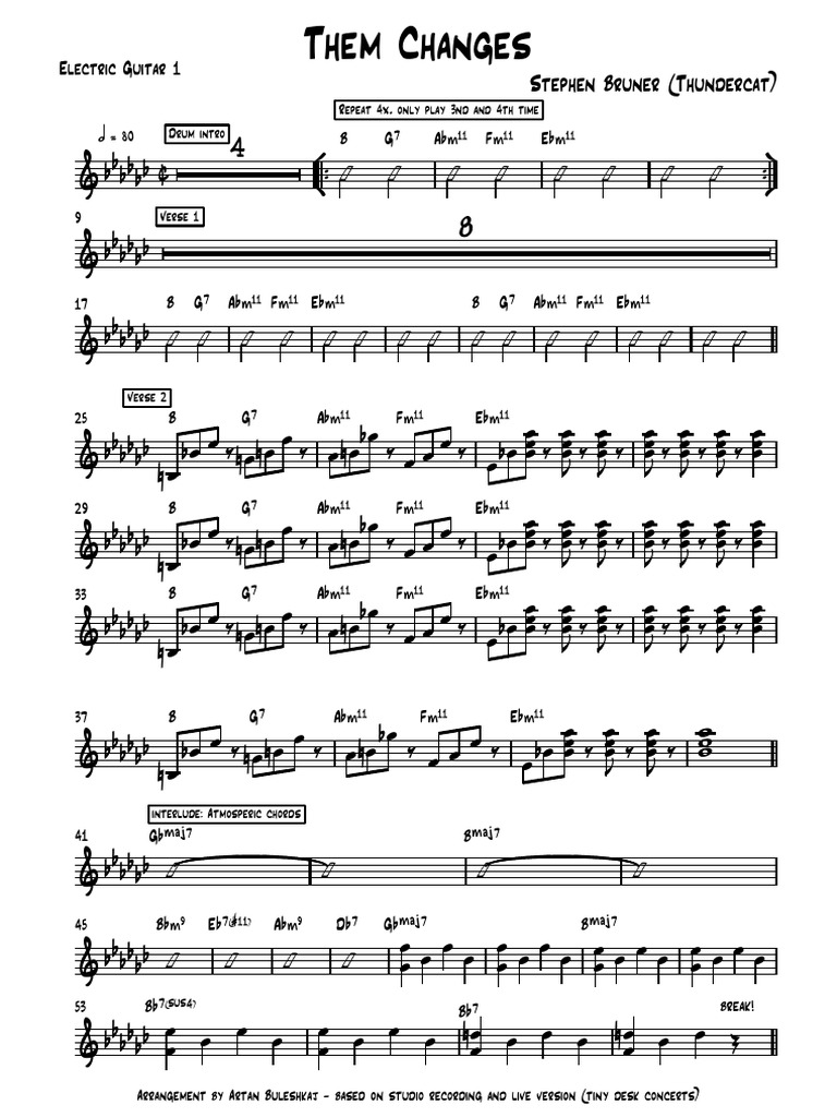 Them Changes - Electric Guitar 1 | PDF