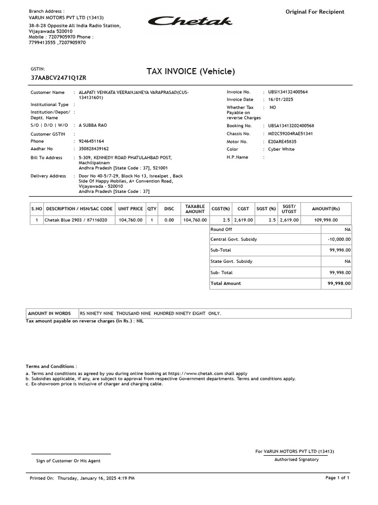ALAPATI_VENKATA_VEERANJANEYA_VARAPRASAD_INV | PDF | Payments | Taxes