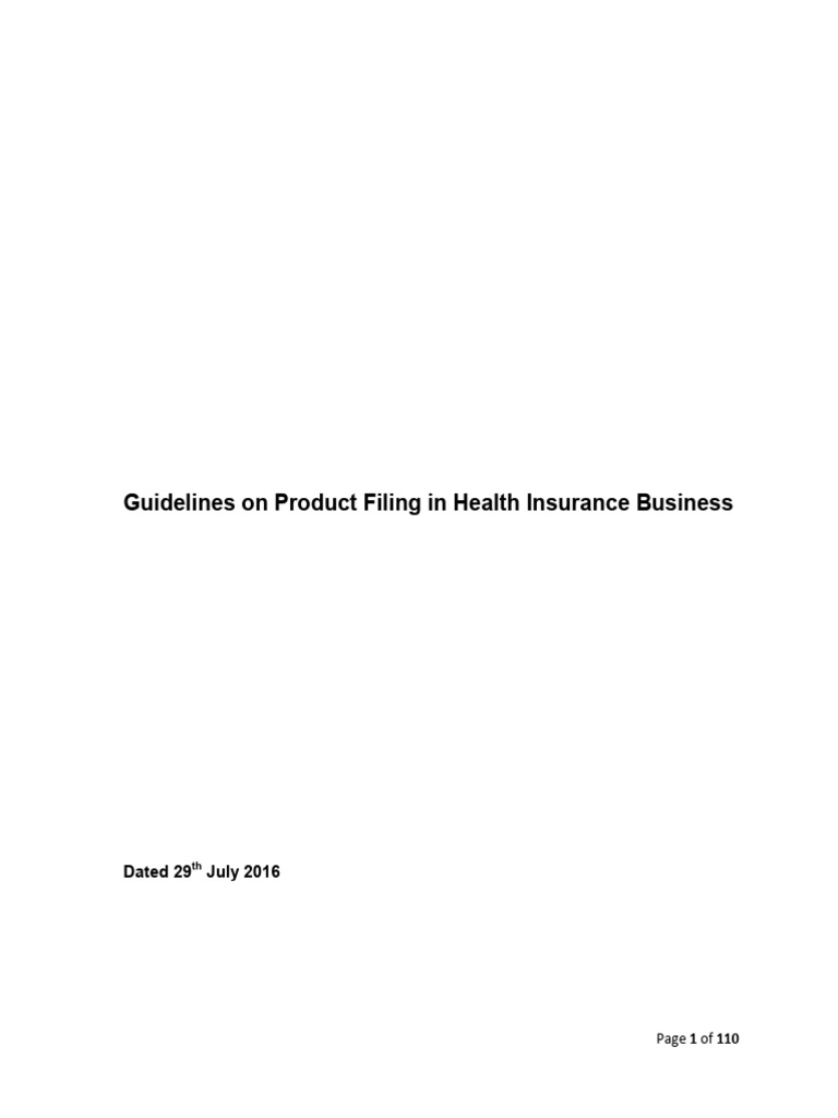 Guidelines On Product Filing in Health Insurance Business | PDF ...
