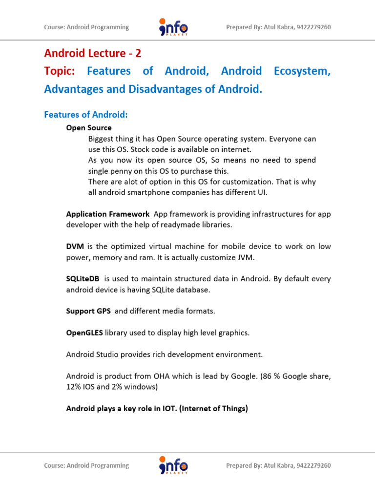 Android Programming Overview and Insights | PDF | Android (Operating ...