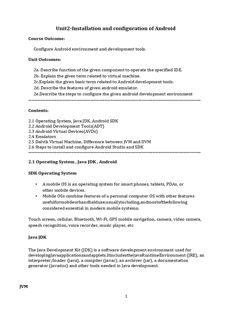 Unit-2 - Installation and Configuration of Android | PDF | Java Virtual Machine | Android ...