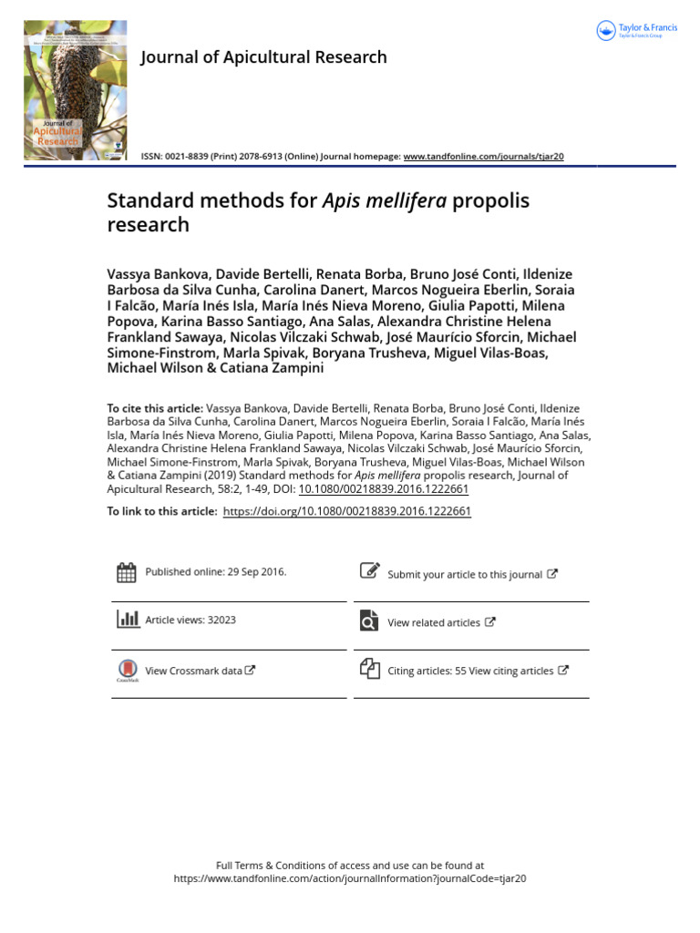 Standard Methods For Apis Mellifera Propolis Research | PDF | Liquid ...
