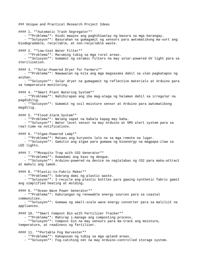Unique_Research_Project_Ideas | PDF