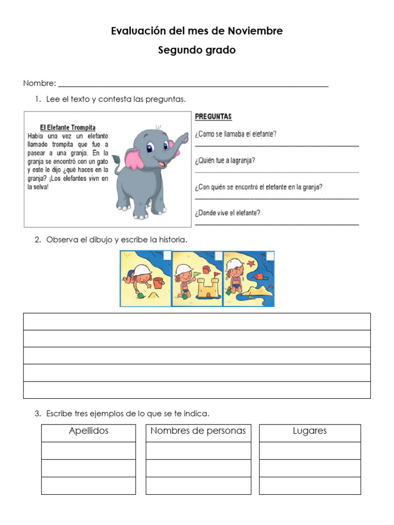 Evaluación Del Mes De Noviembre Pdf
