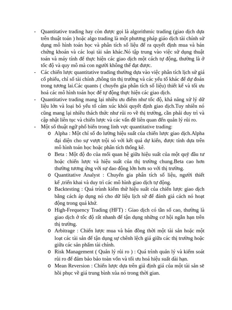 Quantitative Trading | PDF