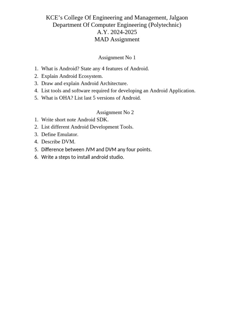 MAD Assignment | PDF