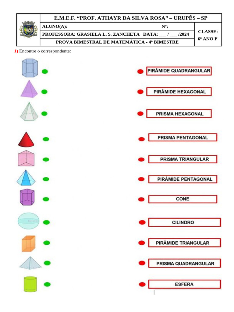 6 Ano - 4 Bimestres - Poliedros | PDF | Vértice (Geometria) | Polítopo