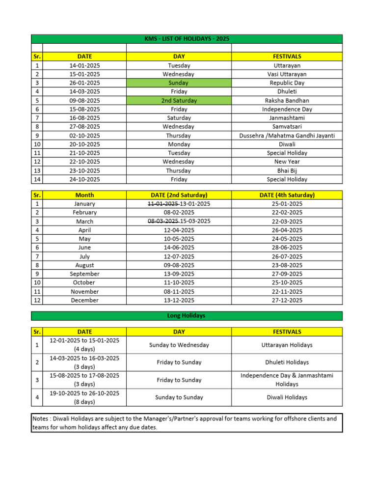 Holiday List 2025 - Final | PDF | Observances | Festival