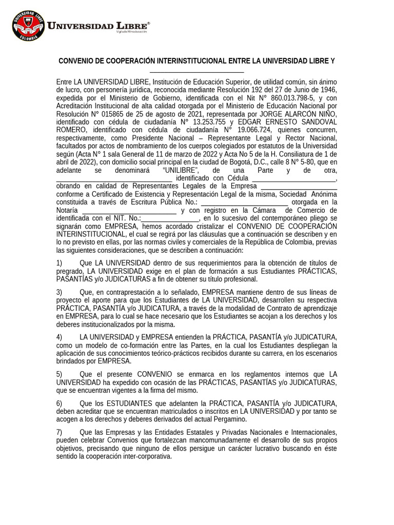 MODELO_CONVENIO_PRACTICAS PASANTIAS_2022 | PDF | Derecho laboral | Business