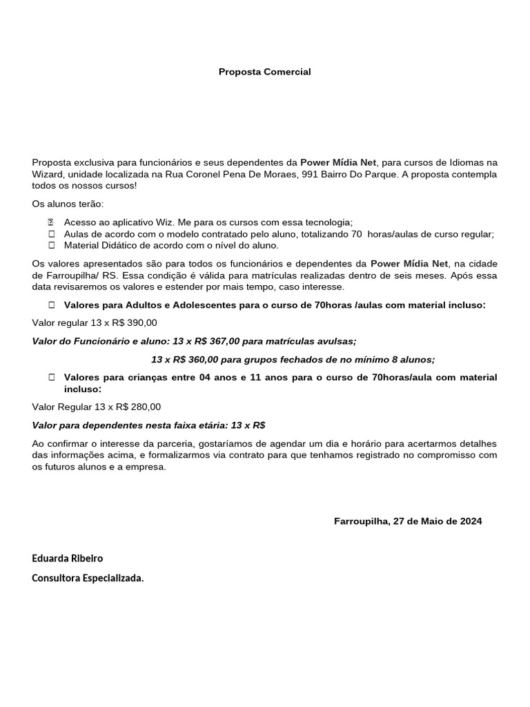 Modelo Proposta Comercial | PDF