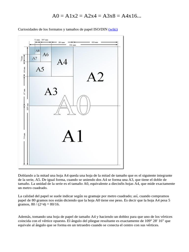FORMATOS Y TAMAÑOS DE PAPEL ISO-DIN | PDF
