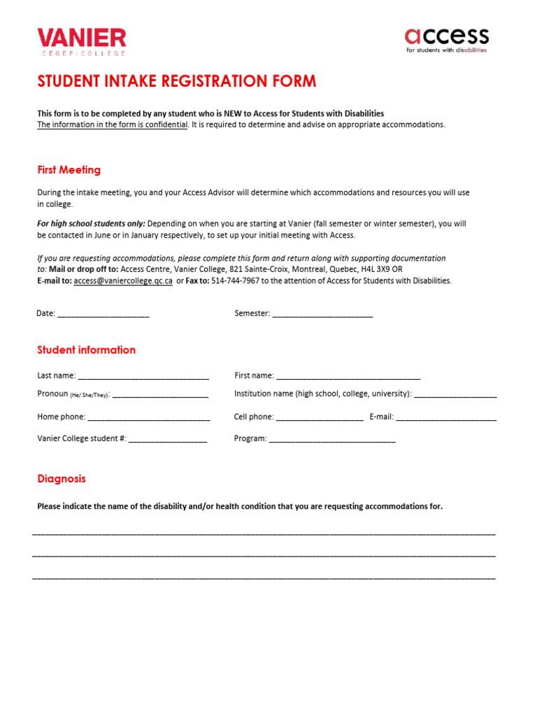 New-Student-Intake-Form-23-24 | PDF | Health Care | Clinical Medicine