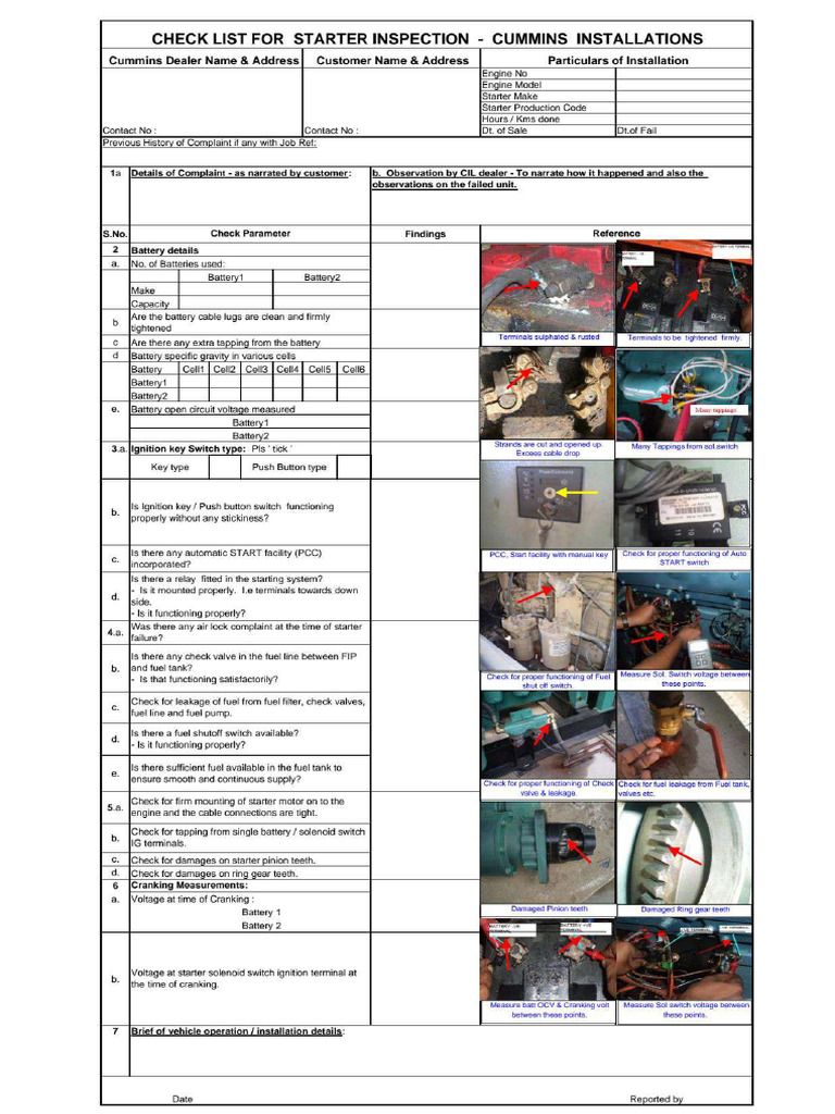 SELF STATER CHECK SHEET | PDF