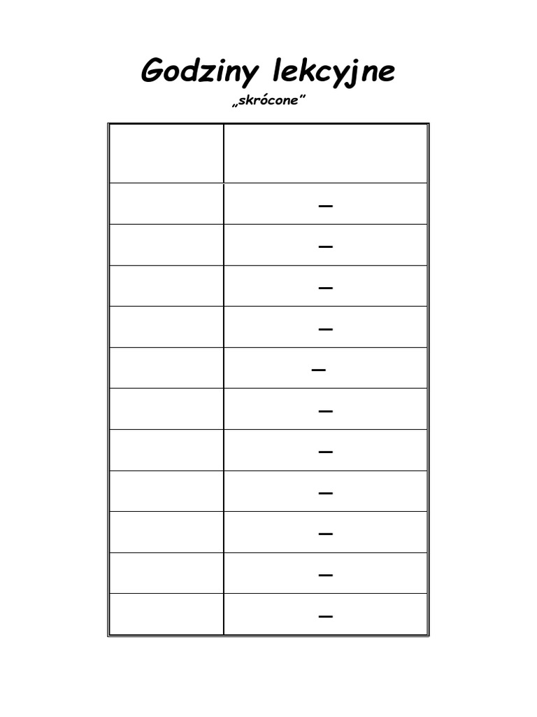Godziny Lekcyjne Wersja Skrócona | PDF