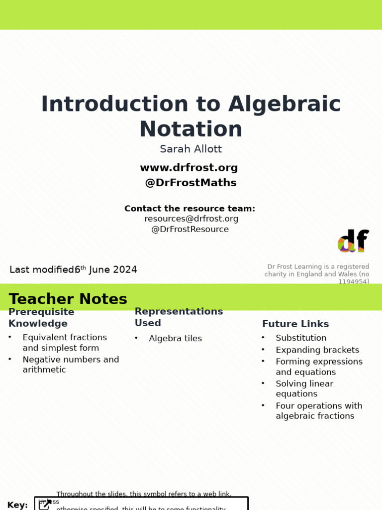 Introduction to Algebraic Notation | PDF | Multiplication | Variable ...