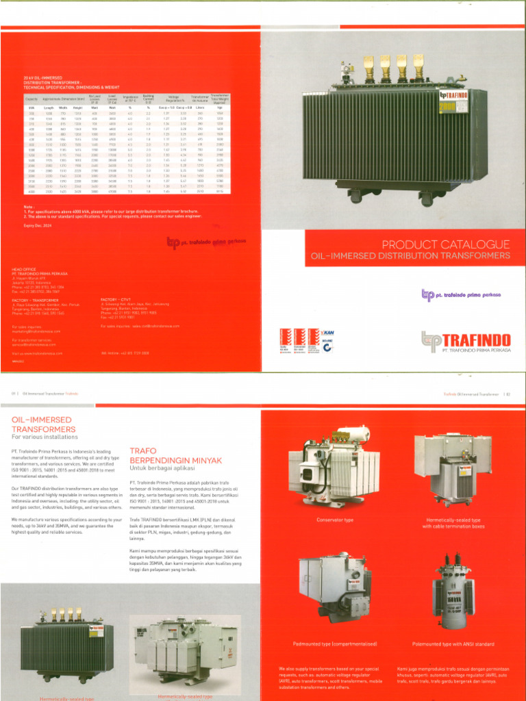 Brosur Trafo Trafindo Oil Type (New 2022) | PDF