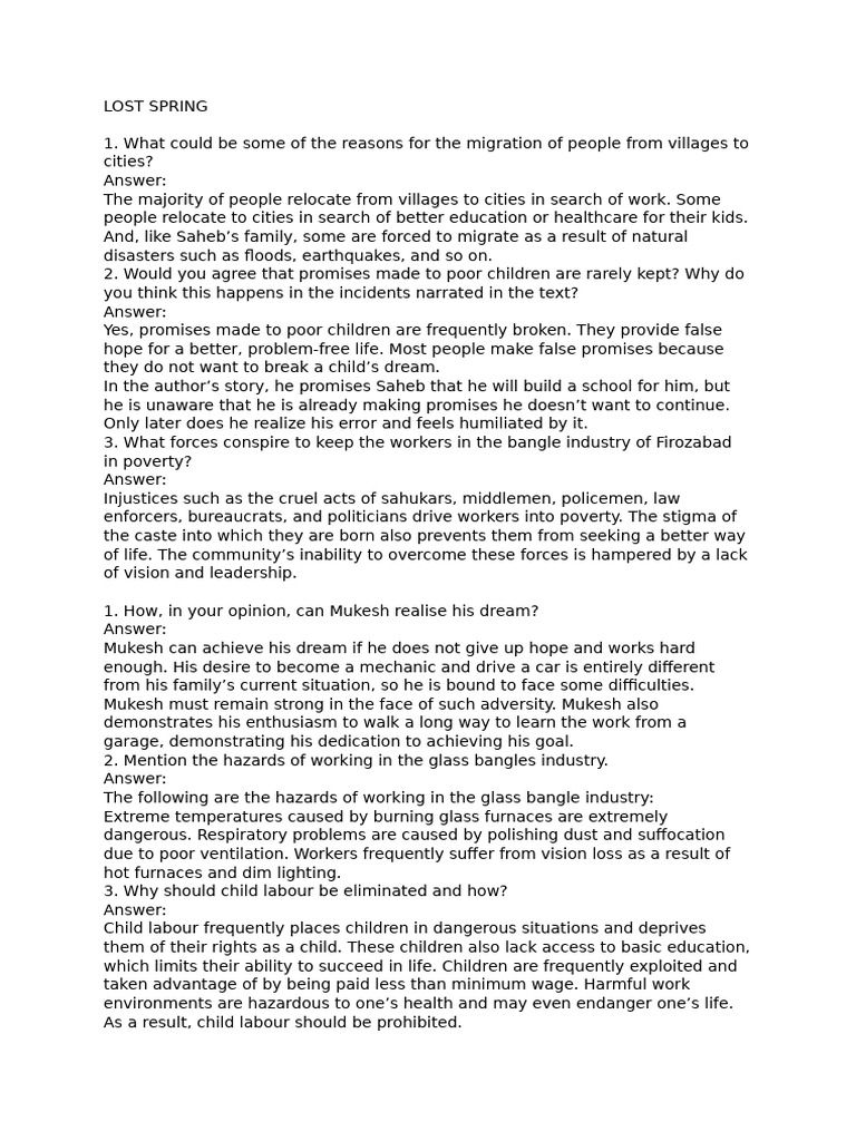 LOST SPRING | PDF | Child Labour