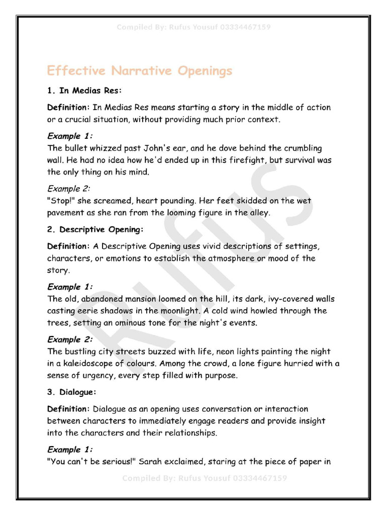 Effective Narrative Openings& Endings | PDF