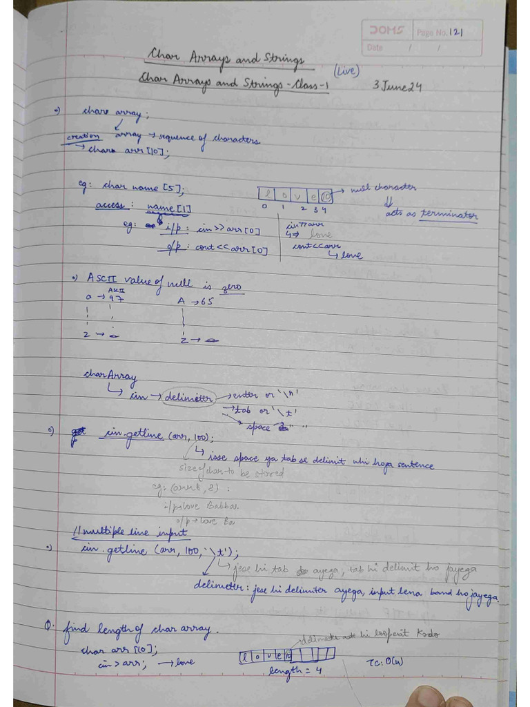 Char Array & Strings, Oops | PDF Char Array & Strings, Oops | PDF