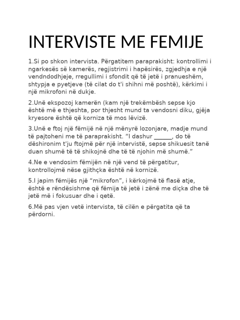 Interviste Me Femije | PDF