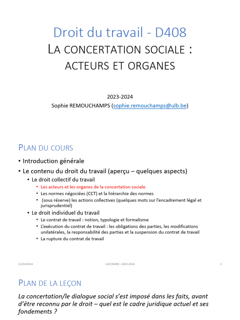 Acteurs de la concertation sociale 2023-2024 | PDF | Business | Droit ...