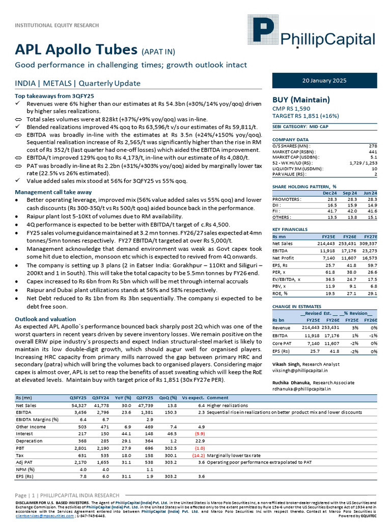 PC_-_APL_Apollo_Q3FY25_Update_-_Jan_2025_20250120224316 | PDF | Equity ...