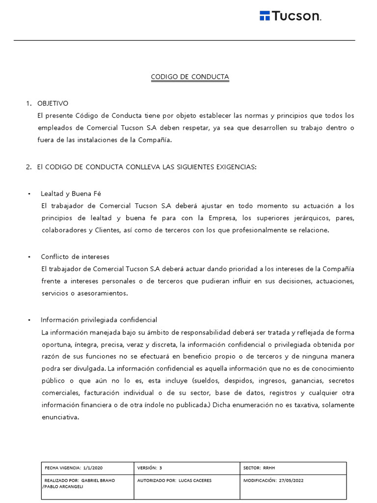 Codigo Conducta | PDF | Contraseña | Business