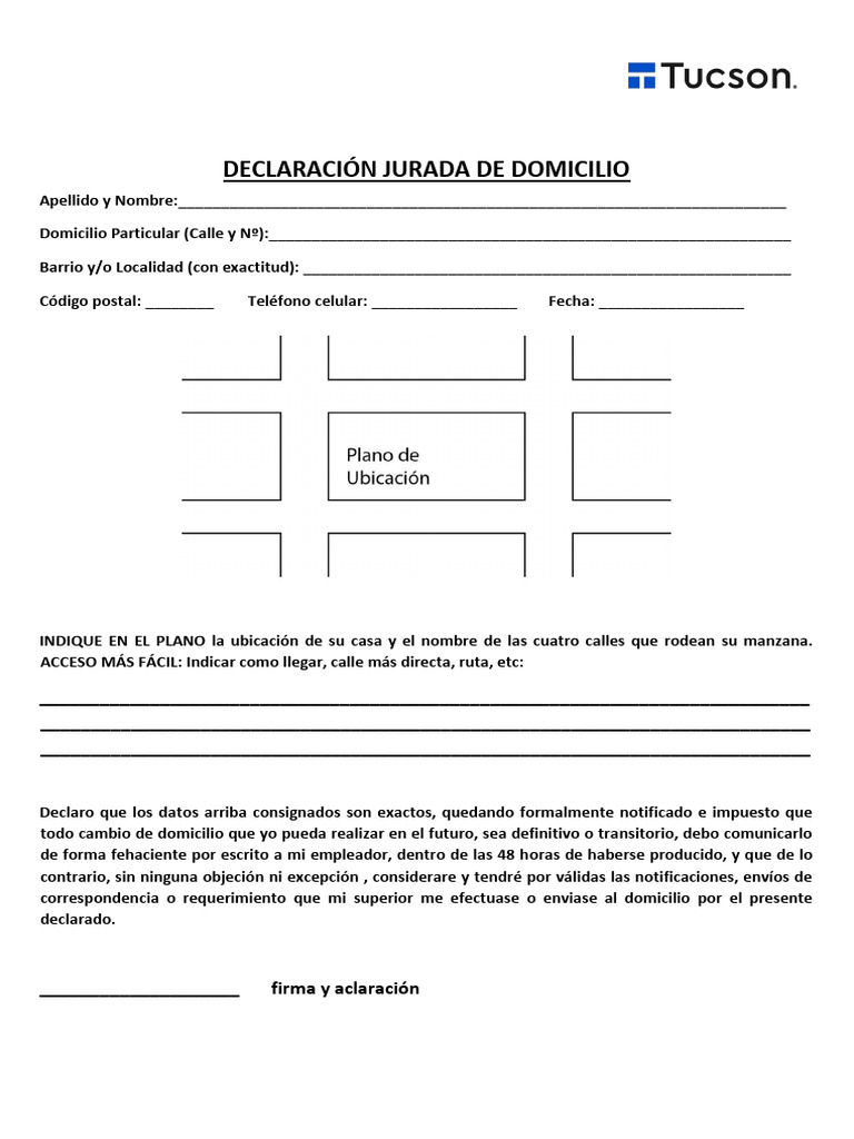 Declaración jurada domicilio | PDF