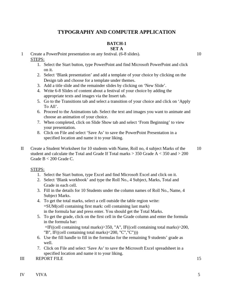 Final TCA Board Practical QP-with Answers Girls | PDF | Microsoft Power ...