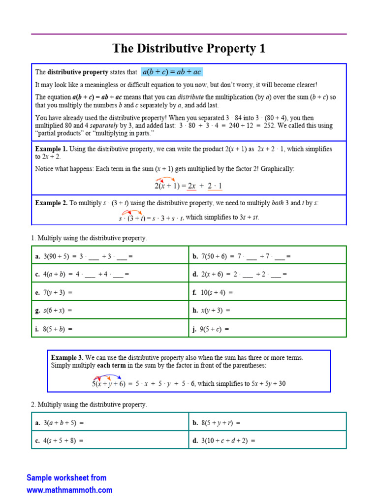Expressions and Equations Distributive Property1 | PDF | Mathematics ...