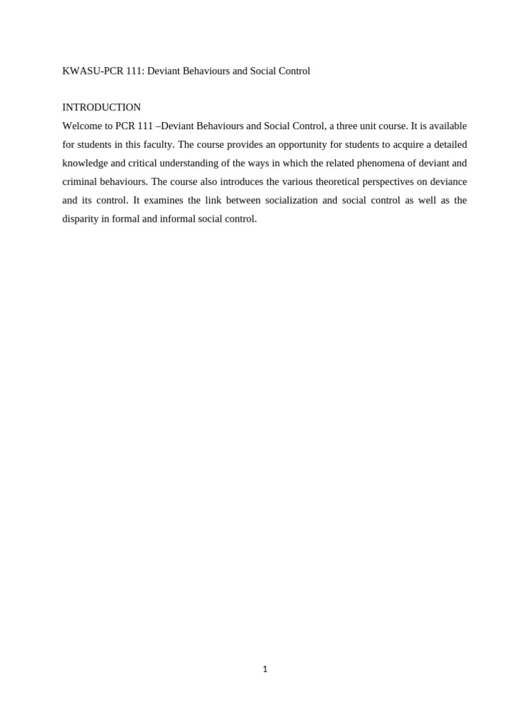 Deviance and Social Control Lecture Note | PDF | Deviance (Sociology ...