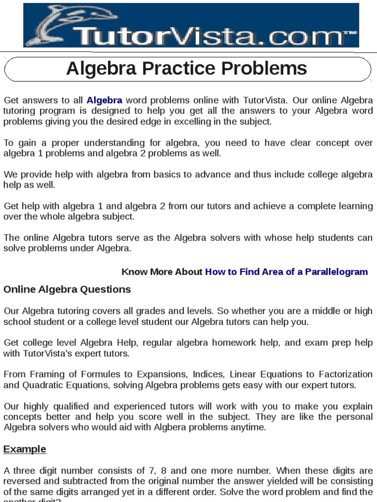 Algebra Practice Problems | PDF | Teaching Methods & Materials