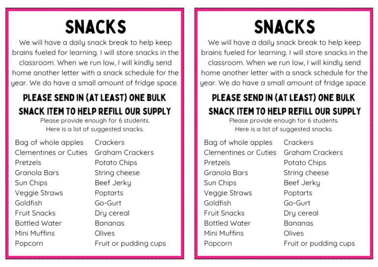 Snack Letter | PDF
