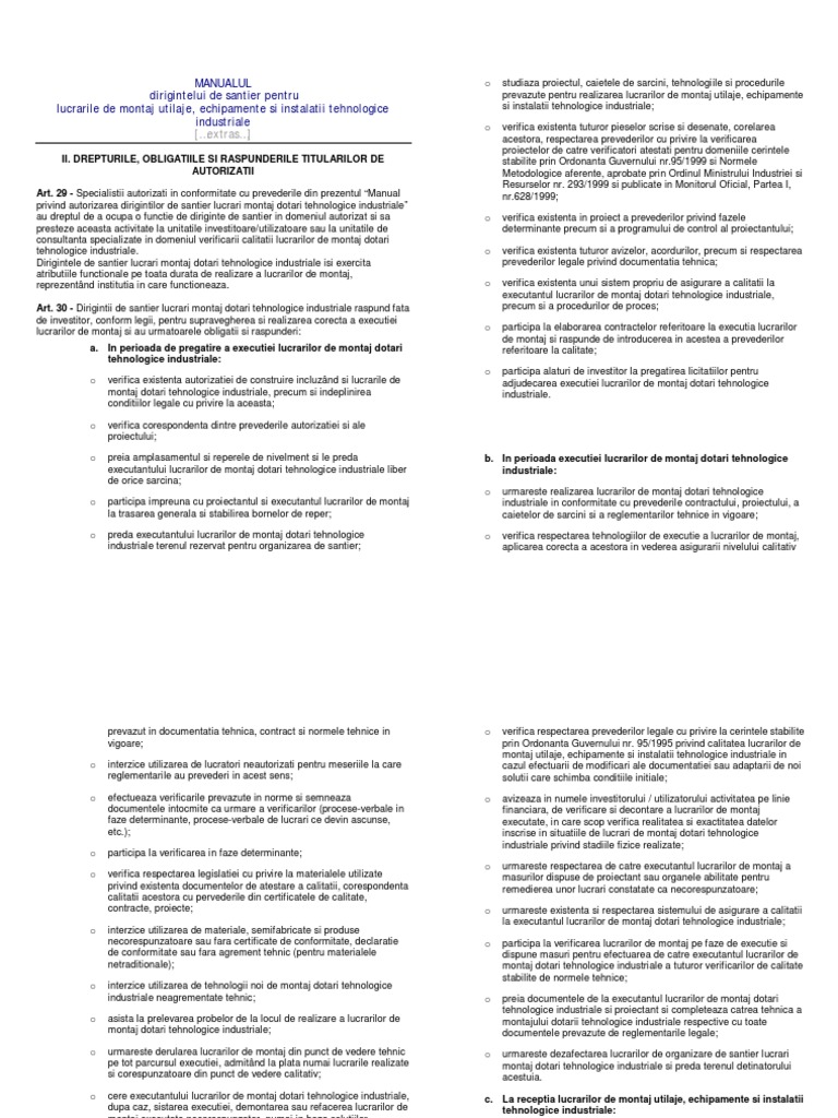 Responsabilitati Diriginte Santier - Extras | PDF