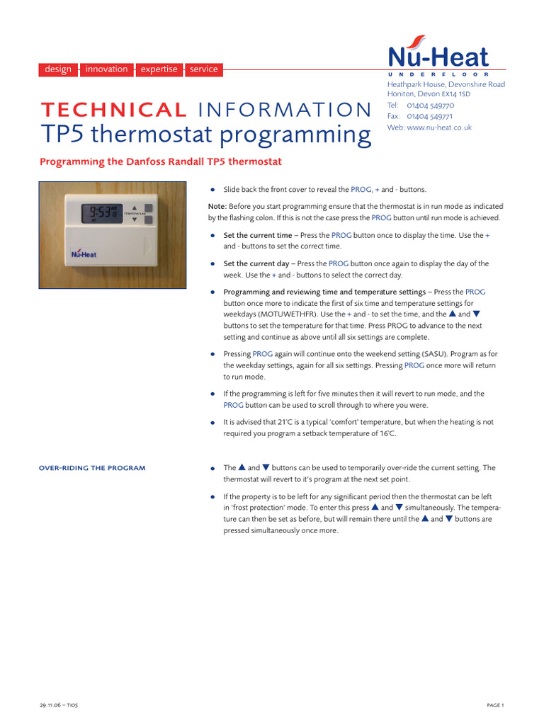 Danfoss TP5 | PDF | Thermostat | Engineering Thermodynamics