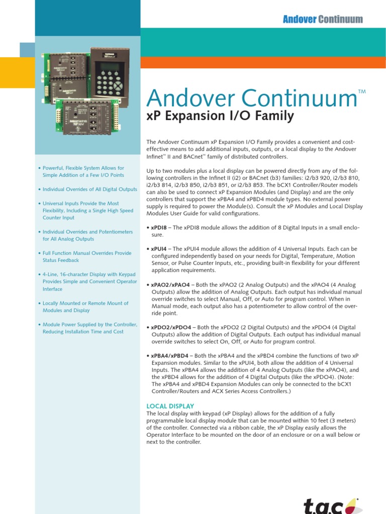 Andover Continuum IO Module Expansion | PDF | Input/Output | Electrical ...