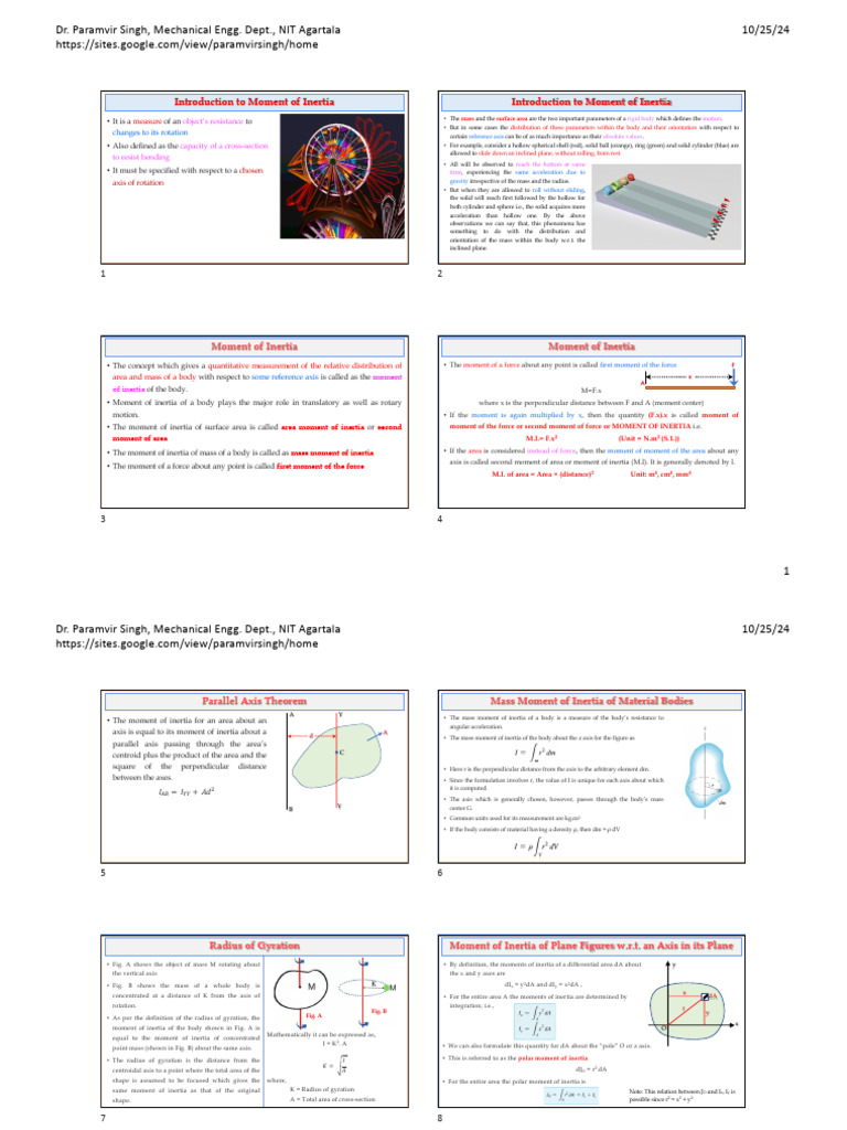 Moment of Inertia Explained | PDF | Mechanics | Geometry