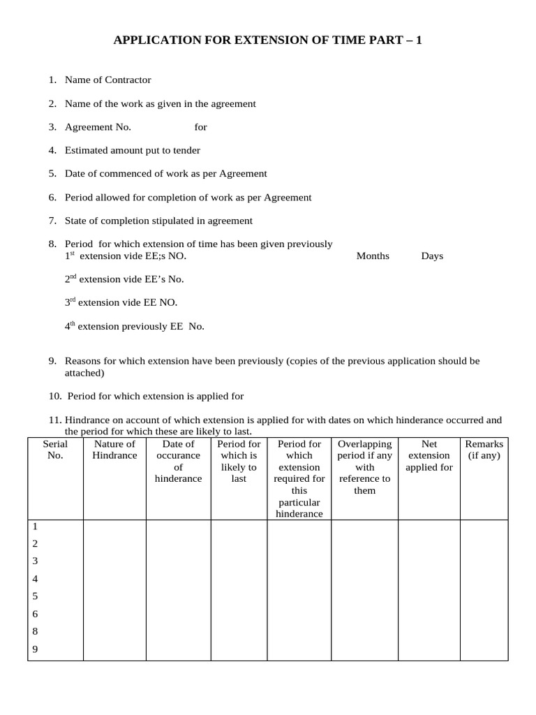 Time Extension Application Form | PDF | Government