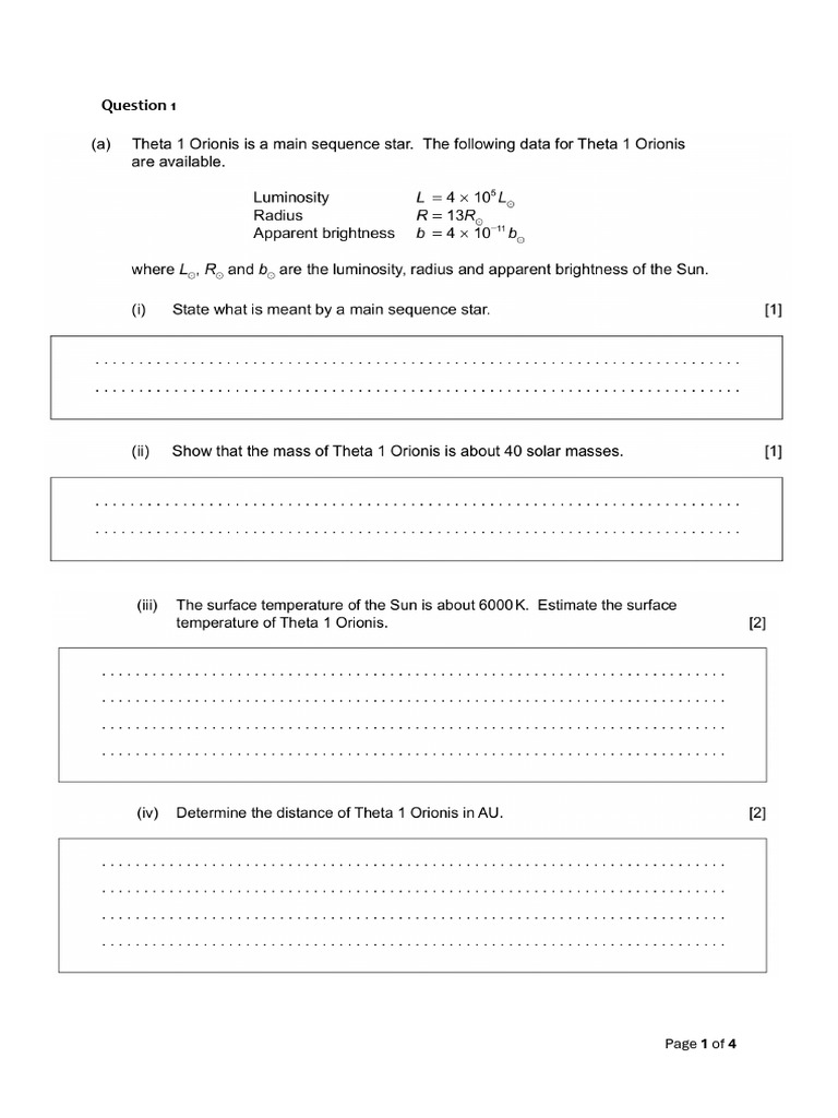 Astrophysics_past_Papers_questions | PDF