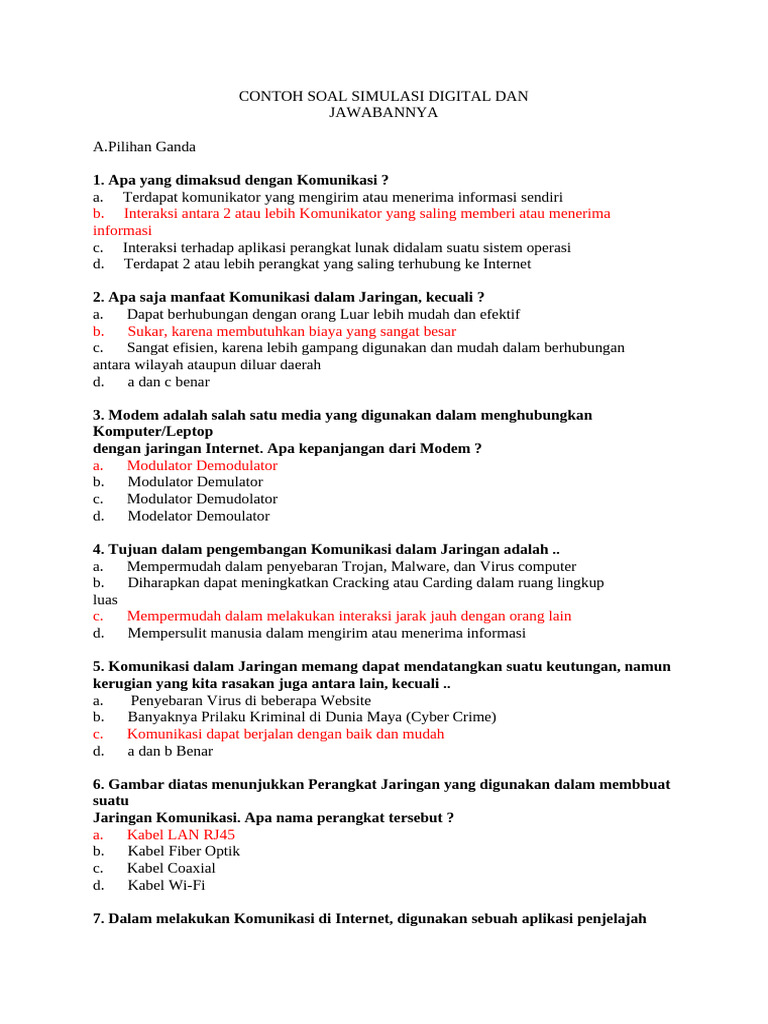 Soal Simulasi Digital Komunikasi Jaringan | PDF