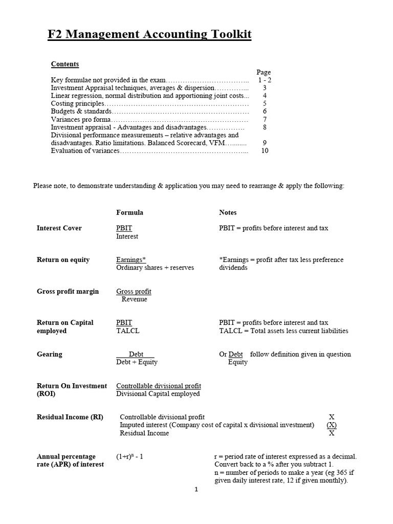 F2 Management Accounting Techniques Guide | PDF | Internal Rate Of ...