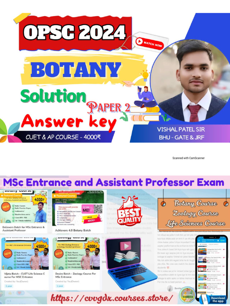 OPSC PGT Botany ( Paper 2) | PDF