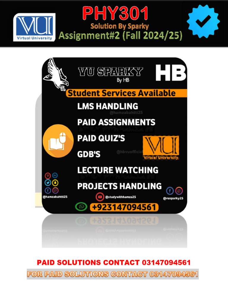 Phy301 Assignment#2 Solution by Vu Sparky V (2.4) | PDF