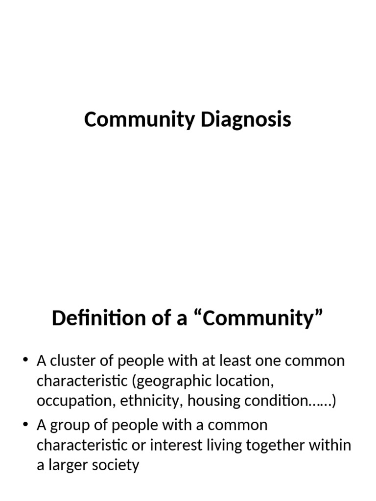 Community Diagnosis | PDF | Medical Diagnosis | Survey Methodology